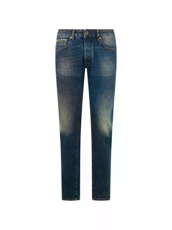 MOORER Contrast-stitching Skinny Jeans
