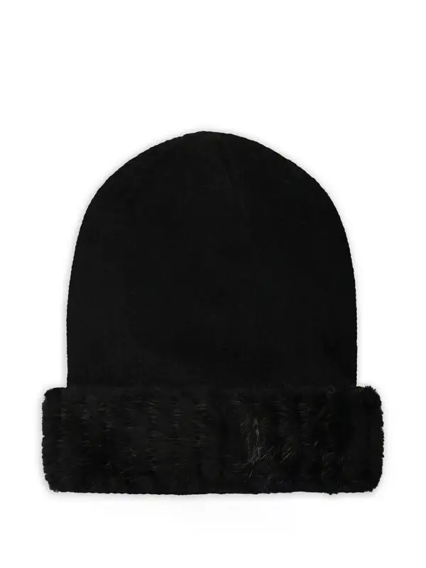 MOORER Fur Trim Beanie - Black