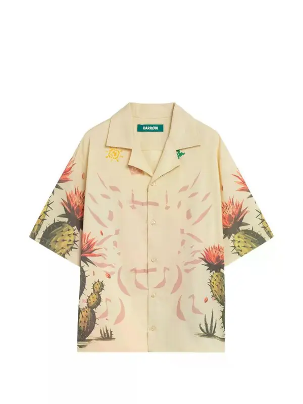 BARROW Cactus-print Short-sleeve Shirt - Neutrals