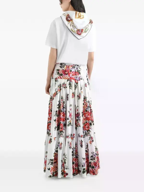 Dolce & Gabbana Scarf-detail Logo-embroidered T-shirt - White