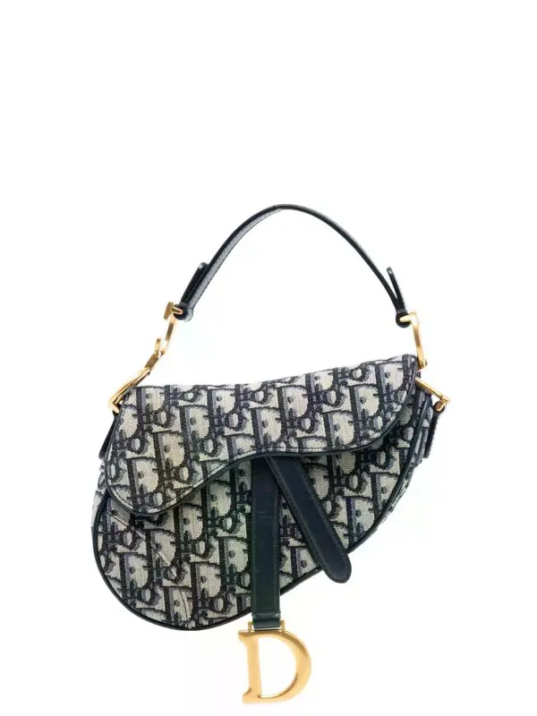 Dior 2020 Mini Oblique Canvas Saddle Bag - Blue