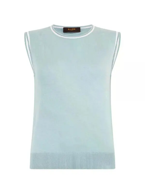 MOORER Striped Trim Vest