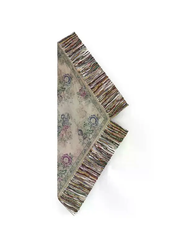 PIERRE-LOUIS MASCIA Aloeuw Floral Fringed Silk Scarf - Neutrals