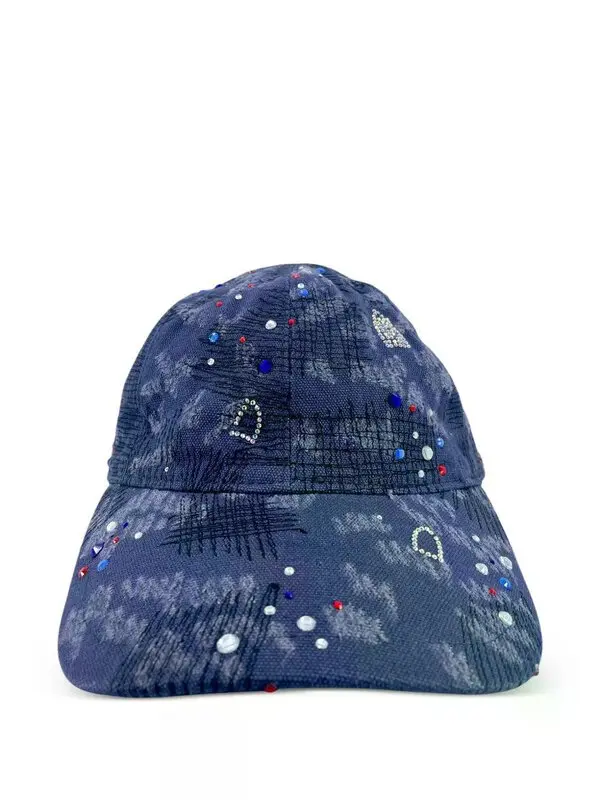 WHO DECIDES WAR BY EV BRAVADO Crystal-embellished Distressed Cap - Blue