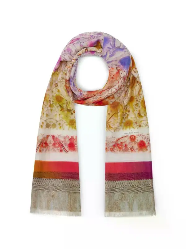 PIERRE-LOUIS MASCIA Hawnbci Floral Fringe Scarf - Neutrals