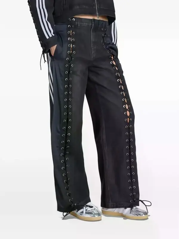 Adidas Lace-up Trousers With Striped Detail - Black