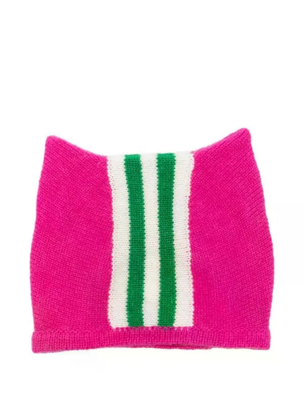 CHARLES JEFFREY Ears Striped Beanie - Pink