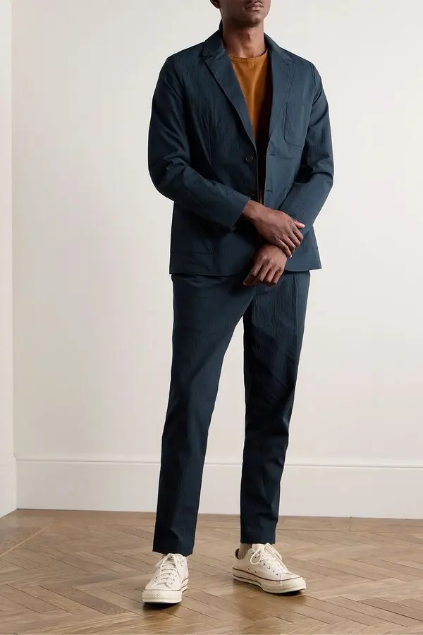 Mr P. Cotton-blend Seersucker Suit Jacket