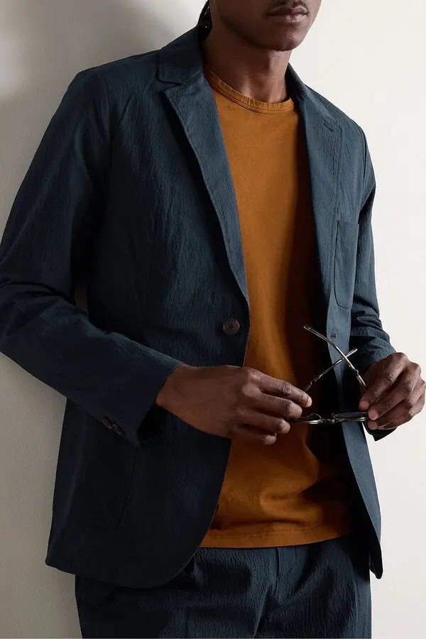Mr P. Cotton-blend Seersucker Suit Jacket