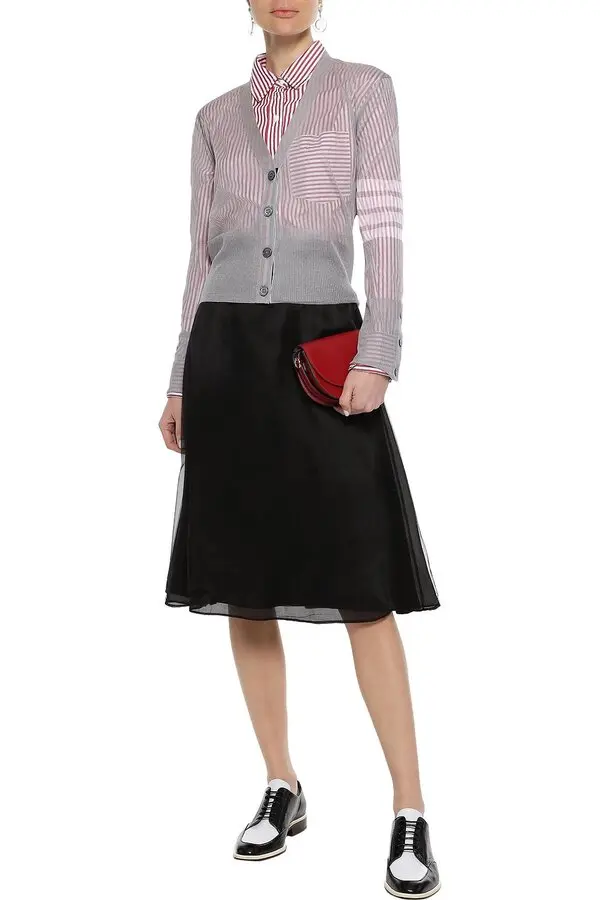 Thom Browne Flared Lace-up Tulle Skirt