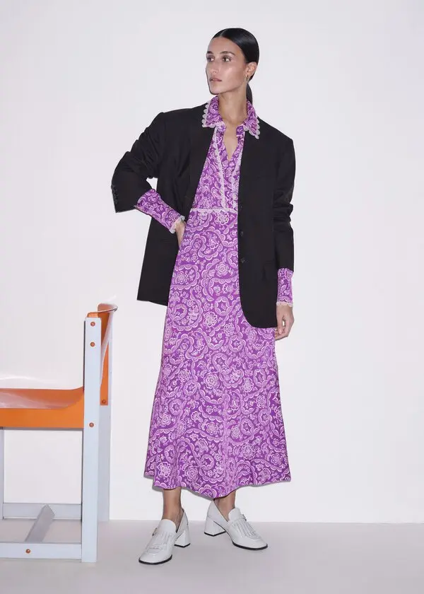 ME+EM Fit & Flare Entangled Lace Print Maxi Dress /green
