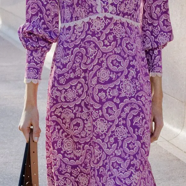 ME+EM Fit & Flare Entangled Lace Print Maxi Dress /green