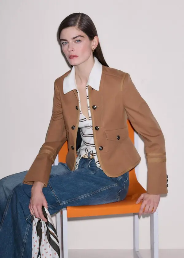 ME+EM Slim Military Jacket - Light Walnut Brown