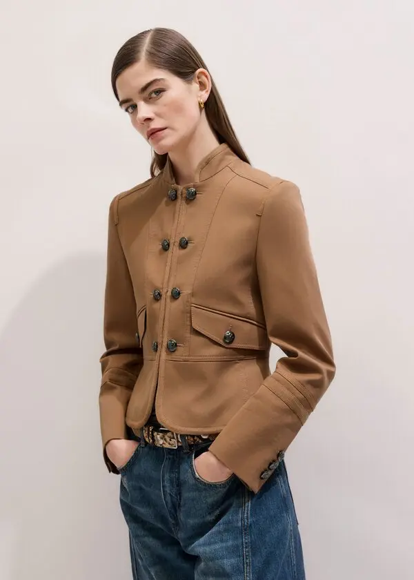ME+EM Slim Military Jacket - Light Walnut Brown
