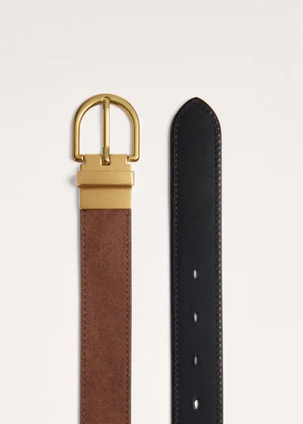 ME+EM Round Buckle Reversible Belt - Chestnut/black
