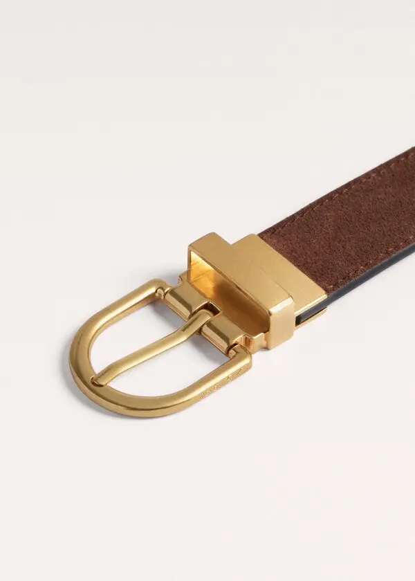 ME+EM Round Buckle Reversible Belt - Chestnut/black