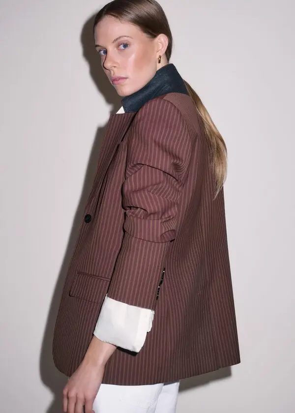 ME+EM Sharp Shoulder Blazer - Cinnamon Brown