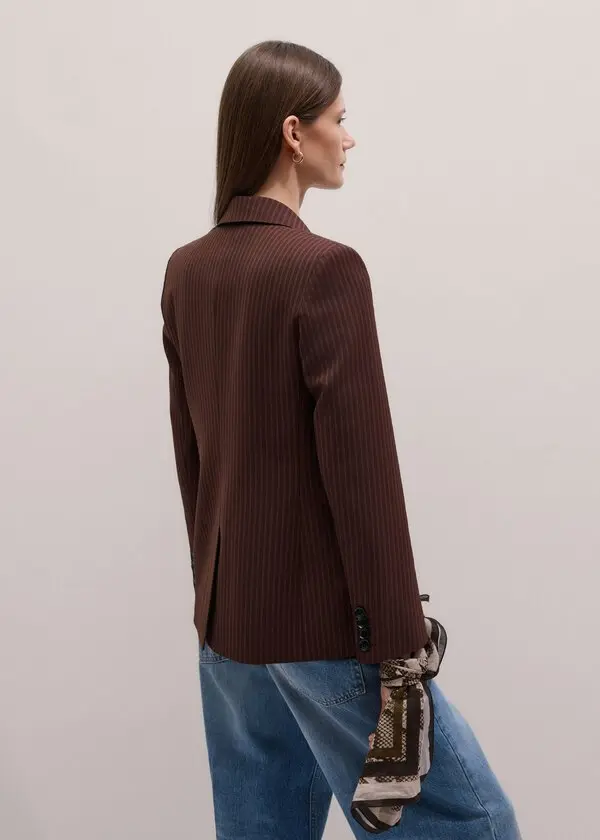 ME+EM Sharp Shoulder Blazer - Cinnamon Brown