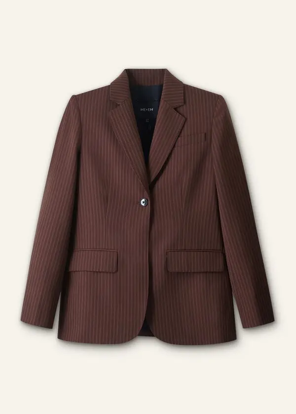 ME+EM Sharp Shoulder Blazer - Cinnamon Brown