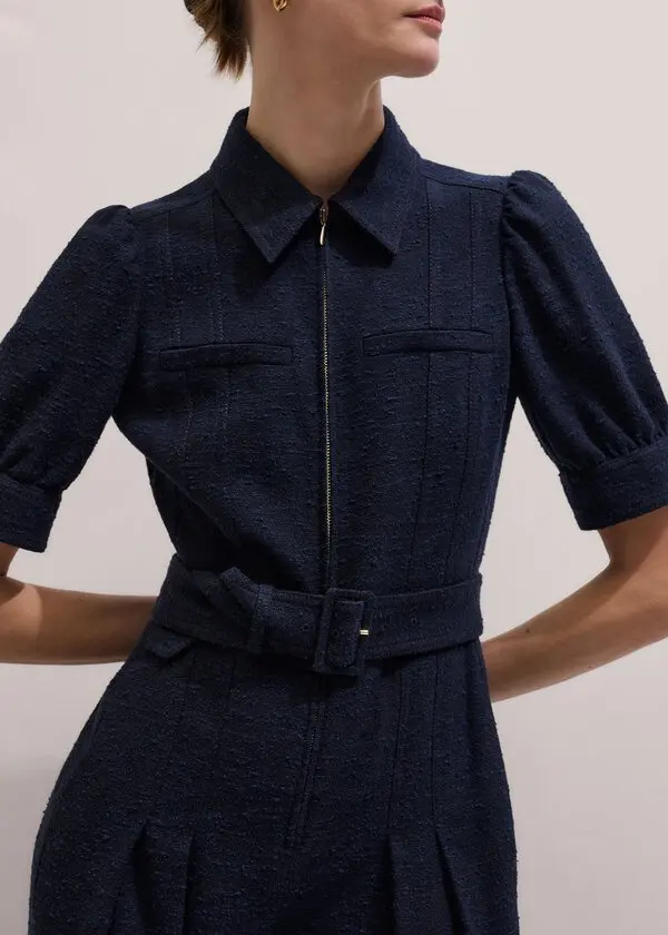 ME+EM Wide-leg Jumpsuit With Belt - Navy