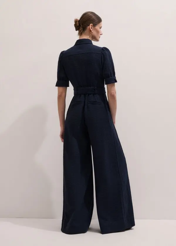 ME+EM Wide-leg Jumpsuit With Belt - Navy