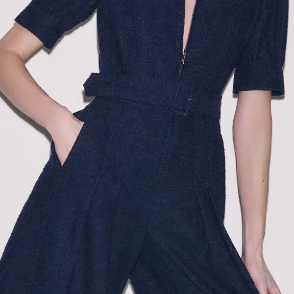 ME+EM Wide-leg Jumpsuit With Belt - Navy