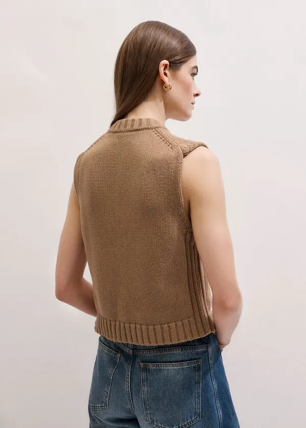ME+EM Button-through Straight Vest - Tan