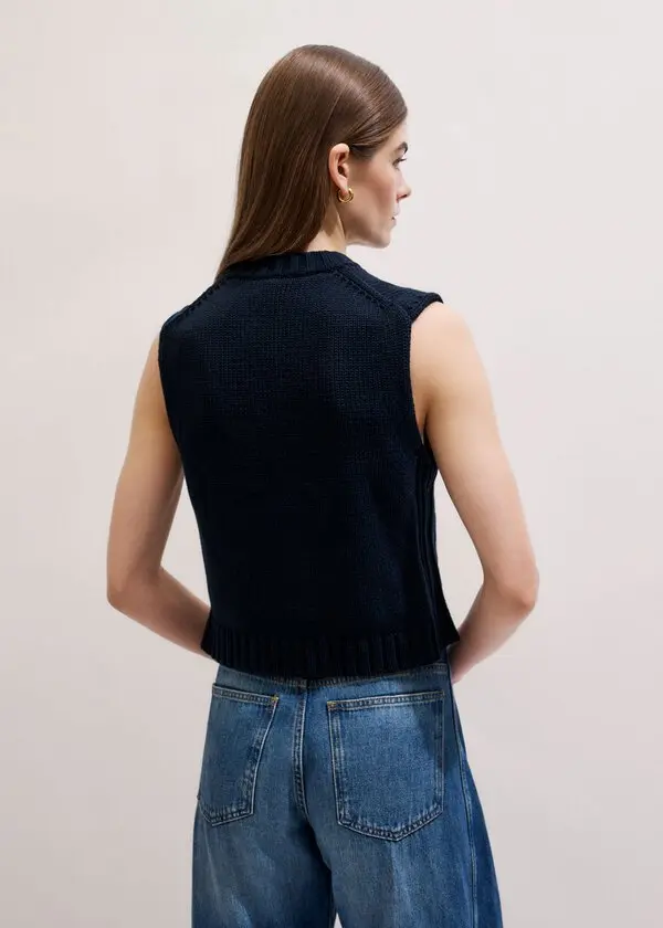ME+EM Button-detailed Straight Vest - Navy