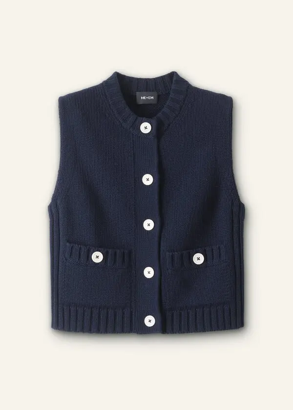 ME+EM Button-detailed Straight Vest - Navy