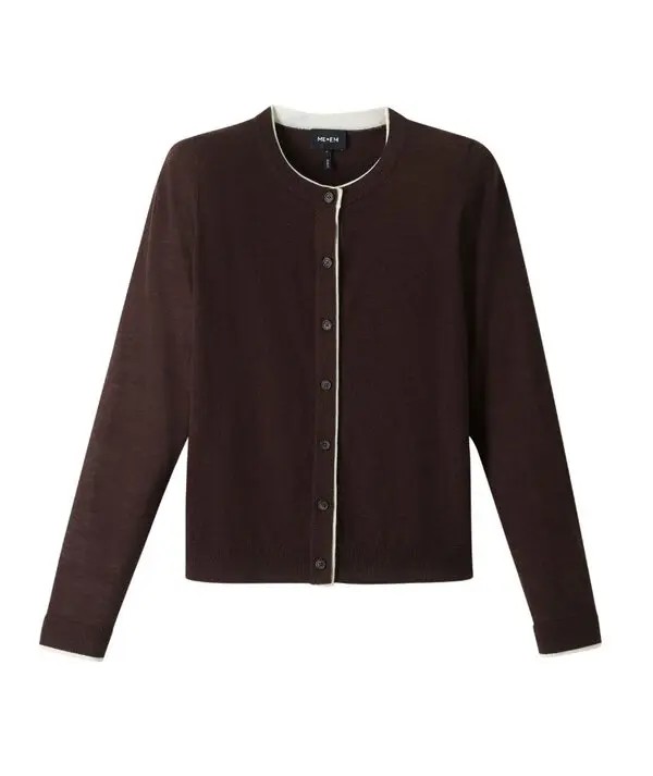 ME+EM Barely There Cardigan - Warm Chocolate/soft White
