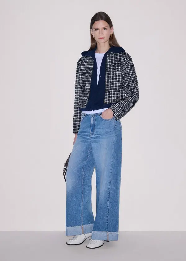 ME+EM Textured Zip-front Relaxed Top