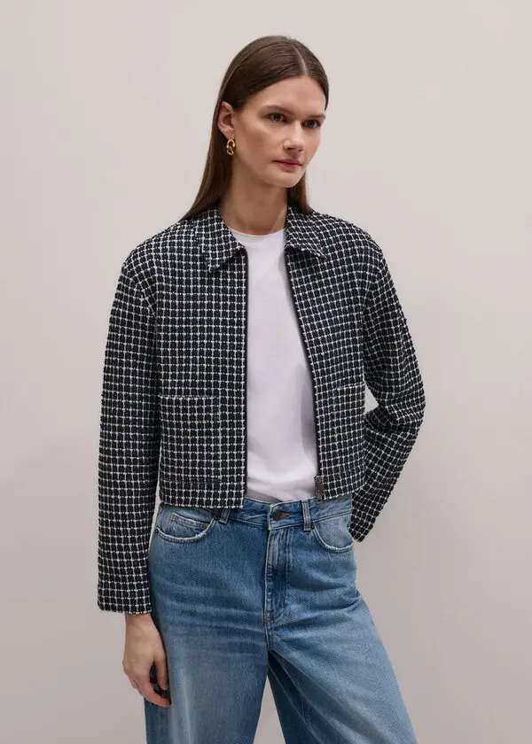 ME+EM Textured Zip-front Relaxed Top