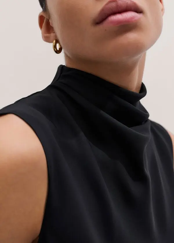 ME+EM Silk Cowl Neck Sleeveless Top