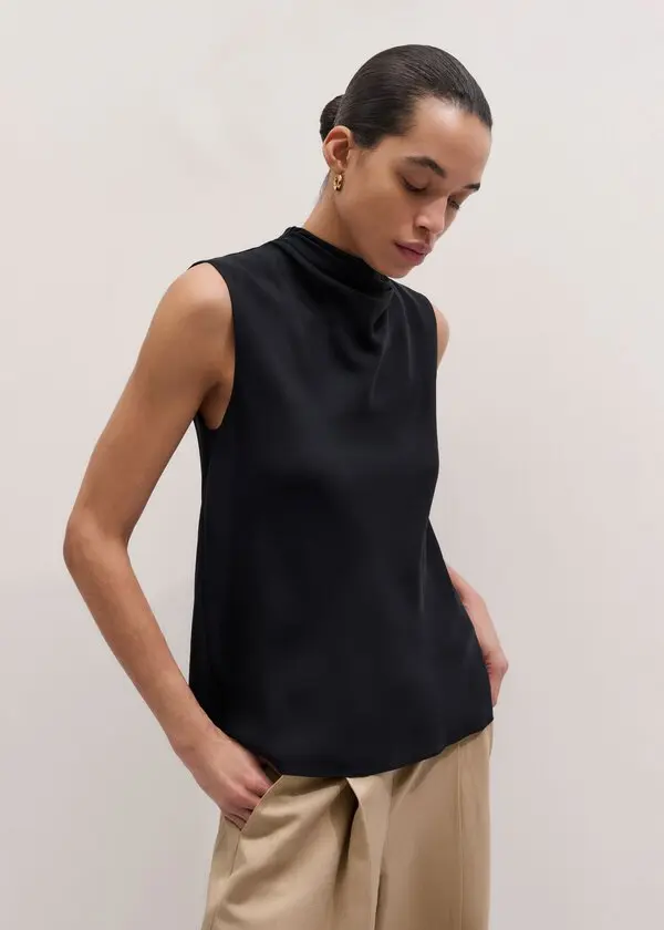 ME+EM Silk Cowl Neck Sleeveless Top