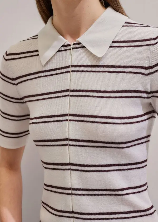 ME+EM Striped Slim Tee With Zip