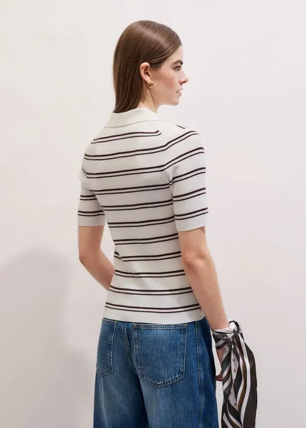 ME+EM Striped Slim Tee With Zip