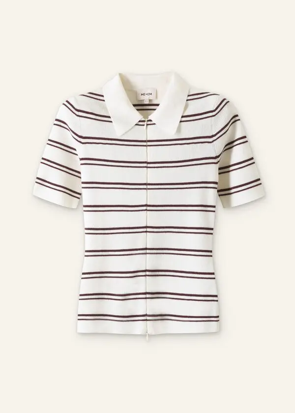 ME+EM Striped Slim Tee With Zip
