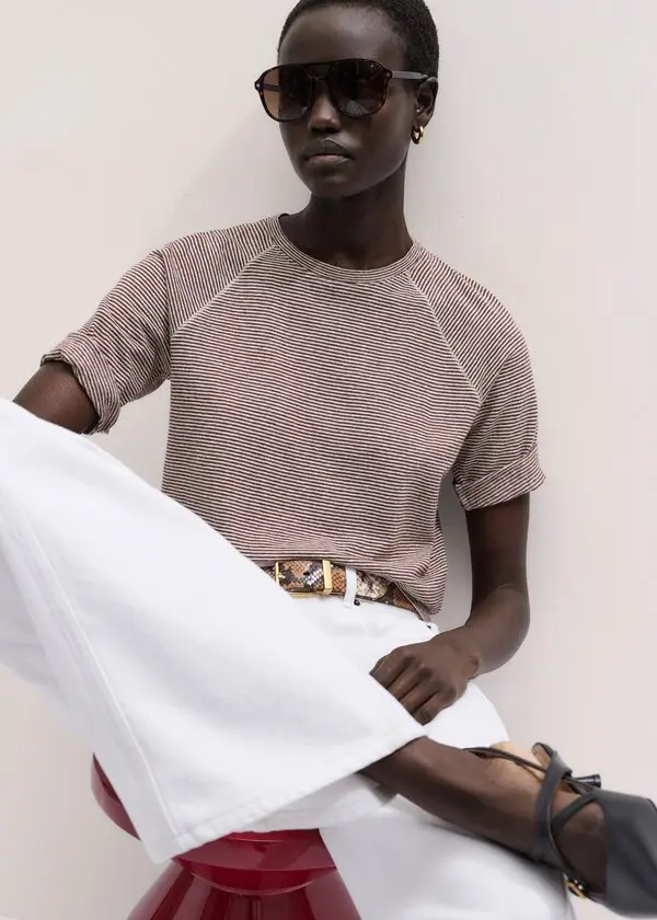 ME+EM Soft Washed Stripe Raglan Tee
