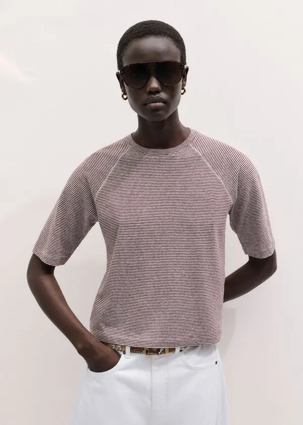 ME+EM Soft Washed Stripe Raglan Tee