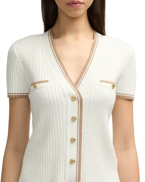 NVLT Short Sleeve Cardigan Sweater - Marshmallow