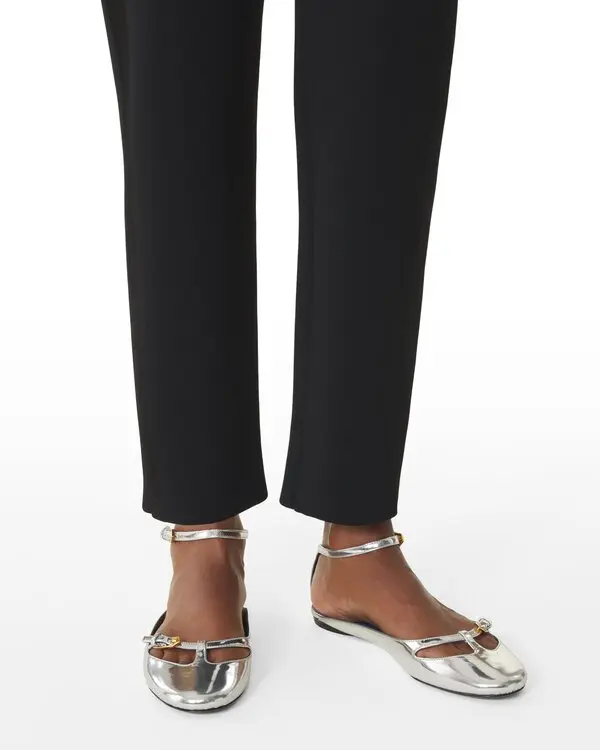 LANVIN Mary Jane Ballerina Flats In Specchio Leather - Silver