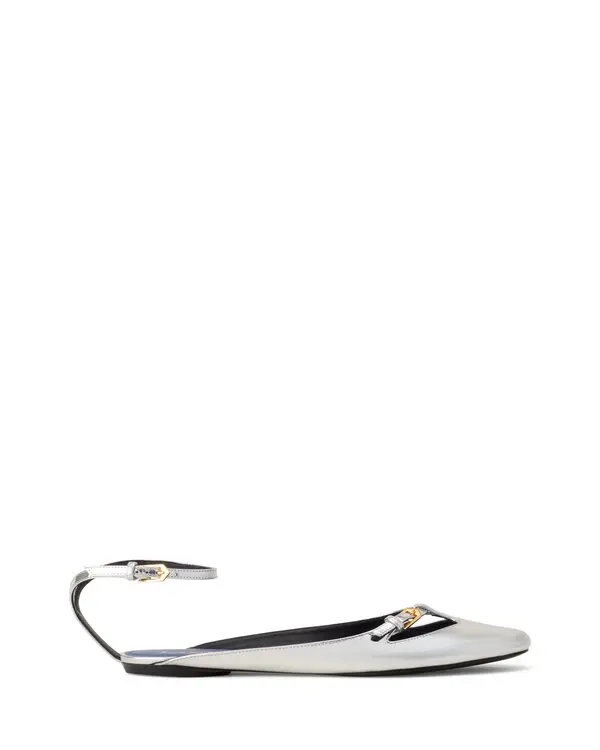 LANVIN Mary Jane Ballerina Flats In Specchio Leather - Silver