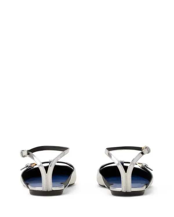 LANVIN Mary Jane Ballerina Flats In Specchio Leather - Silver