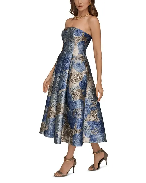 Donna Karan New York Strapless Jacquard Midi Dress