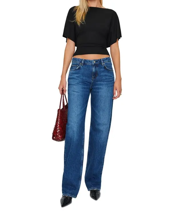 REFORMATION Avery Flutter Sleeve Top - Black
