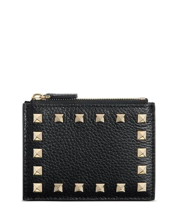 Valentino Garavani Rockstud Leather Card Case - Black