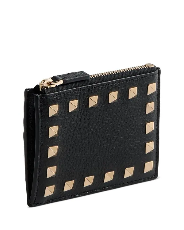 Valentino Garavani Rockstud Leather Card Case - Black