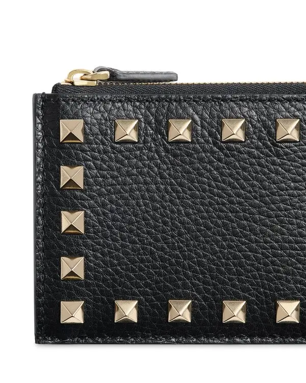 Valentino Garavani Rockstud Leather Card Case - Black