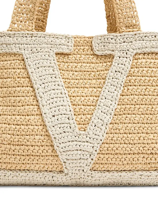 Valentino Garavani Vlogo Raffia Large Tote - Natural
