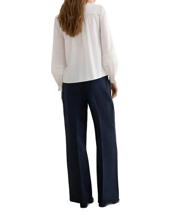 HOBBS LONDON Alessia Linen Wide Leg Pants - Navy